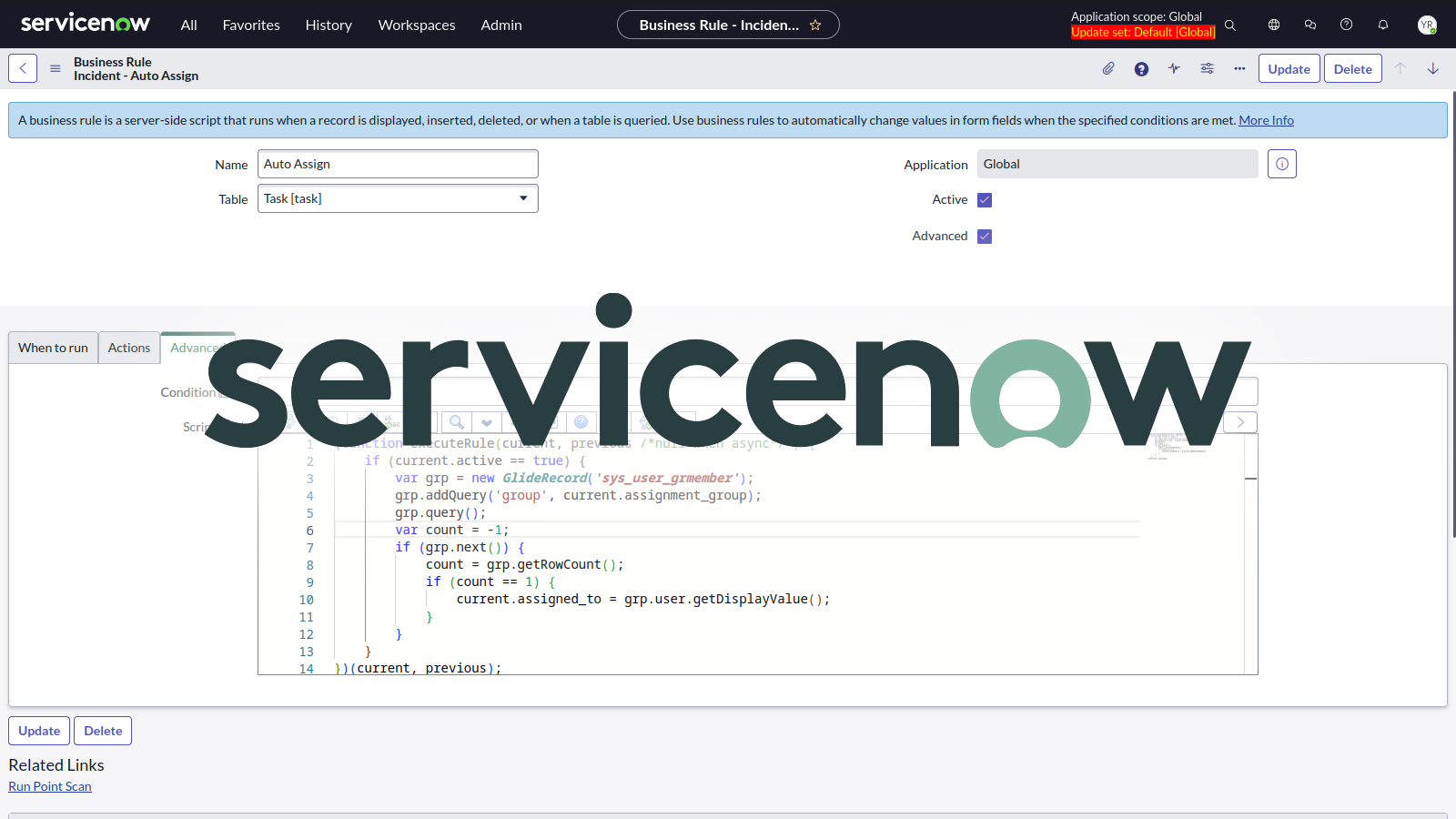 ServiceNow: Automatically Set 'Assigned to' When 'Assignment Group ...